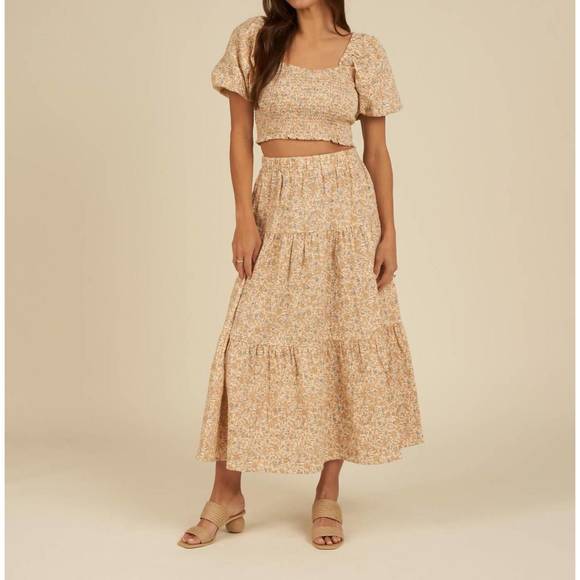 Rylee + Cru | Skirts | New Rylee Cru Tiered Midi Skirt In Blossom ...